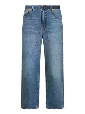 SACAI Belted Faded-effect Jeans
