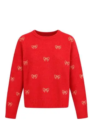 YUMI Yumi Embroide Bow Relaxed Jumper