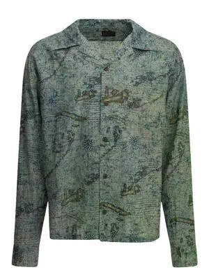 KAPITAL Key West Map-print Linen Shirt