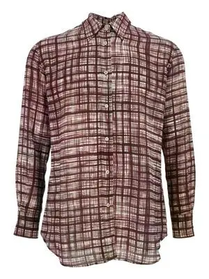 Aspesi Check-print Silk Shirt Red