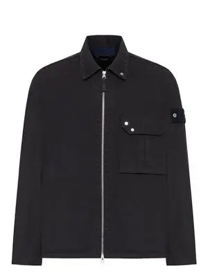 Stone Island Stone Island Men Denim Collection: Overshirt Comfort Con Zip Black
