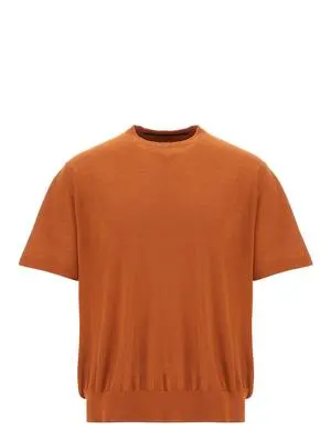 Herno RESORT T-SHIRT IN WOOL AND SILK KNIT Copper