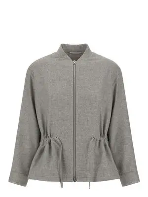 Herno RESORT SHORT PARKA IN CASHMERE AND SILK Light Grey