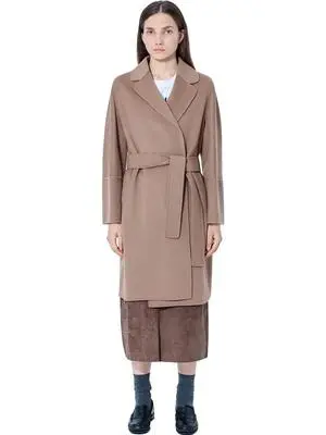 Max Mara Belted Wool-Blend Coat Camel