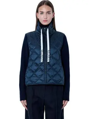 Max Mara Quilted Gilet With Drawstring Collar Navy
