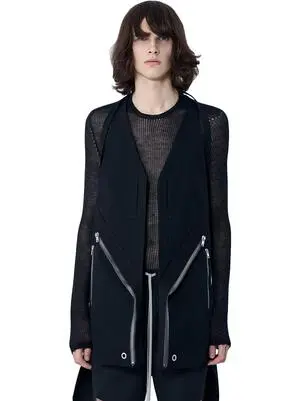 Rick Owens Asymmetric Zip Detail Vest - Black