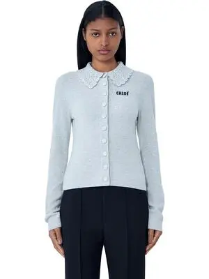 Chloé Logo Cardigan Grey