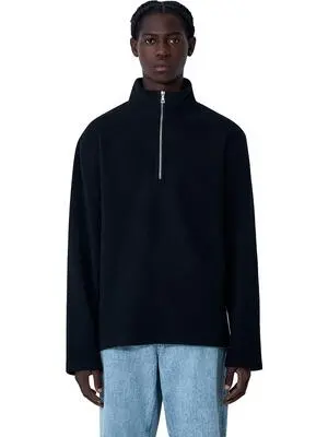 RIER Zip-Up Fleece Sweatshirt Black