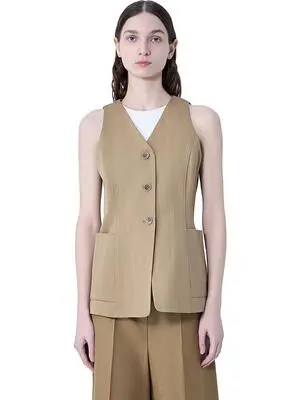 Max Mara Tailored Vest With Button Fastening Camel
