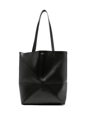 Loewe Loewe Puzzle Fold Medium Leather Tote Black