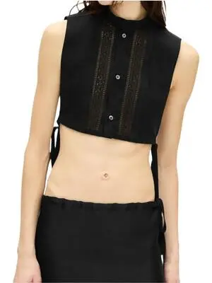ANN DEMEULEMEESTER Lace-detail Sleeveless Top - Black
