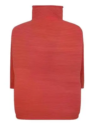 Issey Miyake Pleated High-neck Top Red