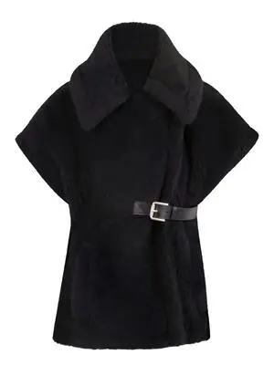 Max Mara Teddy Belt-fastening Cape Jacket Black