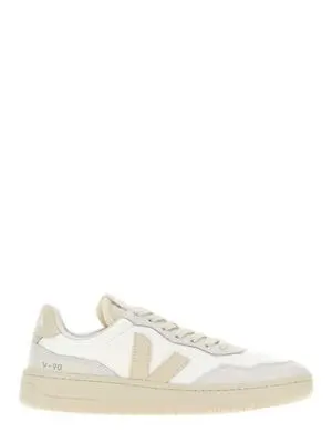 VEJA V-90 Low Top Sneakers In B-mesh Leather And Suede With Logo White