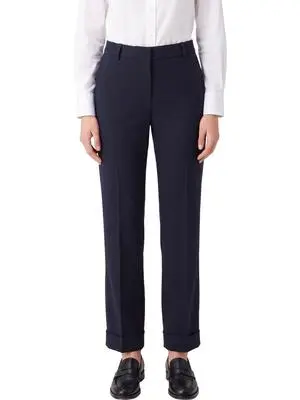 Alberto Biani Mid-rise Straight-leg Stretch Virgin Wool Trousers Blue