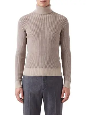 CIRCOLO 1901 Slim Fit Rib-knit Turtleneck Jumper In 100% Wool