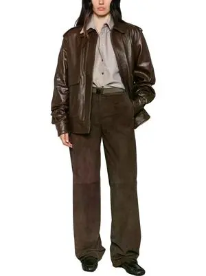 Antonelli Firenze Suede Wide-leg Trousers - Brown