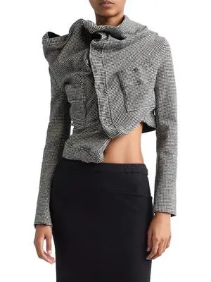 Junya Watanabe Asymmetrical Draped Wool Blend Jacket Houndstooth