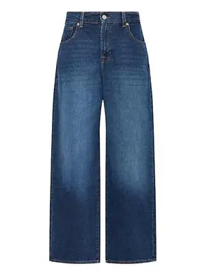 7 For All Mankind Bonnie Curvilinear Wide-leg Denim Jeans 30 Deepflow