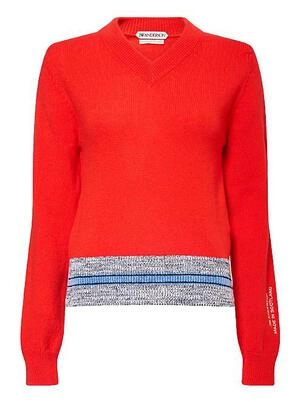 JW ANDERSON V-neck Contrast-trim Wool Jumper L