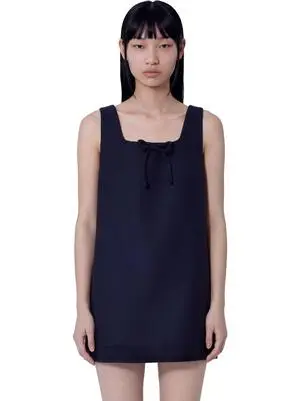 Miu Miu Sleeveless Mini Dress With Bow Detail - Navy