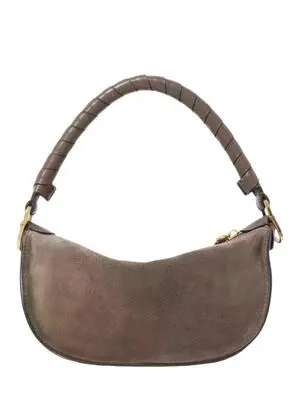 Chloé Mini Marcie Shoulder Bag In Suede Leather - Grey