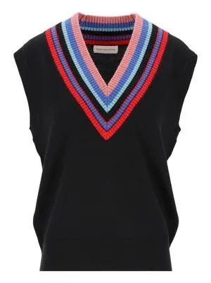 Dries Van Noten Toner Striped V-neck Knitted Top - Black