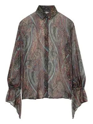 ETRO Ruffled Paisley-print Silk-blend Chiffon Blouse