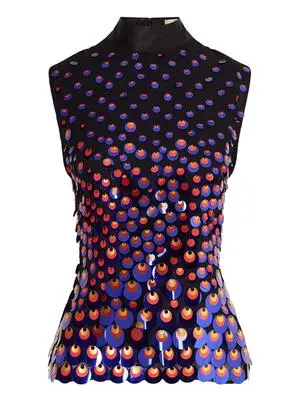 Christopher John Rogers Sequin-embellished Silk-crepon Turtleneck Top Multi