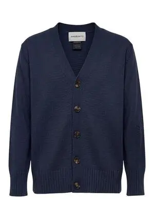 AMARANTO Wool And Cashmere Blend Cardigan Blue