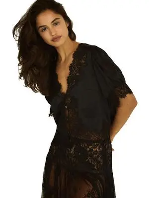 DÔEN IDELLA SILK SATIN TOP Black