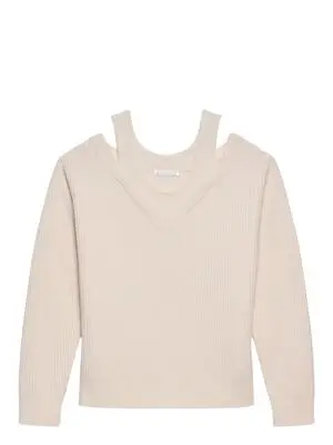 Helmut Lang Double-layer V-neck Sweater - Ivory
