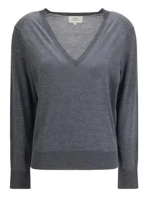 Loulou De Saison Ribbed V-neck Knit Sweater Grey