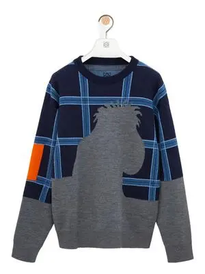 Loewe Sweater In Wool Grey/multicolour