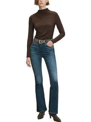 Veronica Beard Mylie Mock Neck Long Sleeve Ruched Top - Espresso