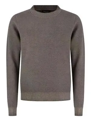 AROVESCIO Crew-neck Ribbed-trim Sweater - Brown