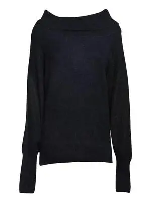 SOLOTRE Off-shoulder Ribbed-trim Sweater
