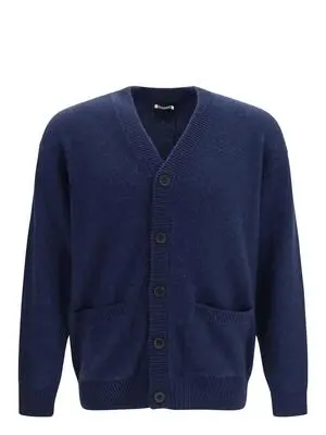 Prada V-neck Re-cashmere Cardigan Blue