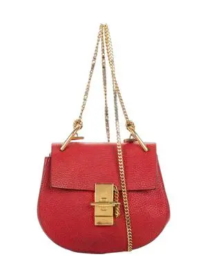 Chloé Mini Drew Leather Shoulder Bag Red