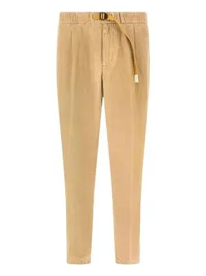 WHITE SAND Belted Corduroy Tapered Trousers Neutrals