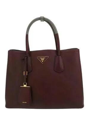 Prada 2020s Medium Double Saffiano Leather Tote Bag Red