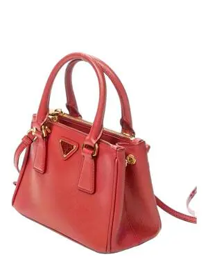 Prada Mini Galleria Saffiano Leather Tote Bag Red
