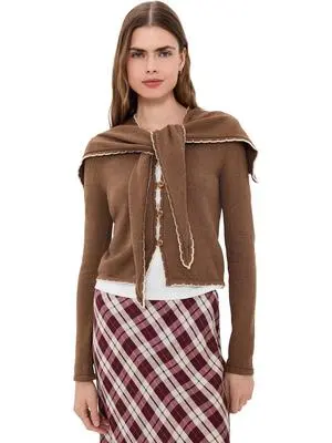 ANOTHER GIRL Cardigan With Detachable Sailor Collar - Brown