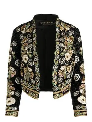 Alice + Olivia Harvey Embellished Embroidered Jacket - Black Multi