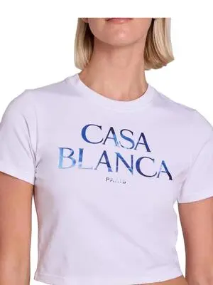Casablanca Stacked Logo Cotton Crop T-shirt Stacked Lo