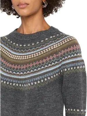 Max Mara Gallo Geometric Fair Isle Sweater Medium Gre