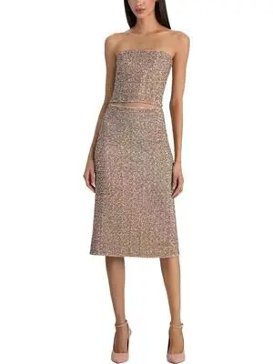 Alice + Olivia Fifi Sequin-embellished Midi Skirt Pink