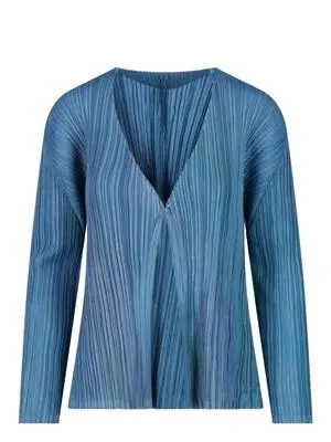 ISSEY MIYAKE Mellow Pleats V-neck Top