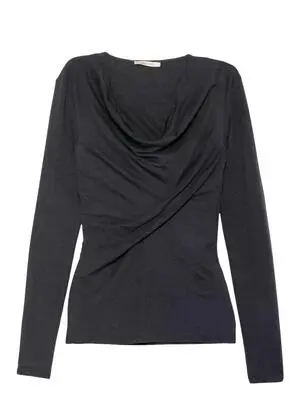 Paloma Wool Junco Ruched Cowl-neck Top Grey