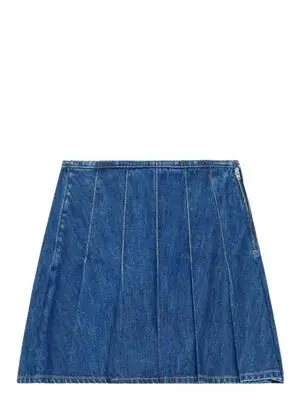 DIESEL® Denim Skort With Pleated Front Medium Blue